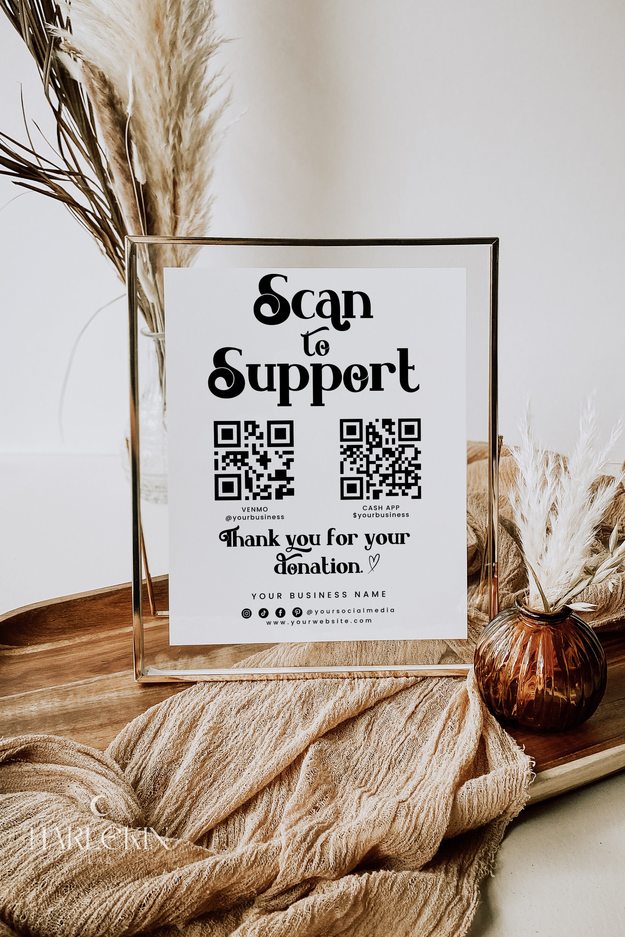 Editable Scan to Donate Sign, DIY QR Code Sign, Cashapp Paypal Scan to ...