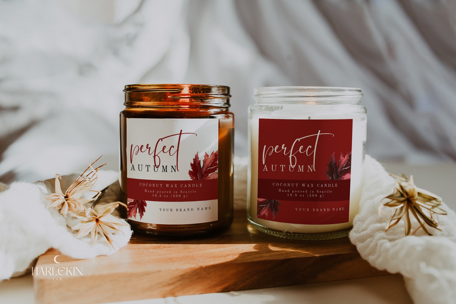 Trendy Autumn Candle Labels, Customizable Canva Template, Editable Fall ...