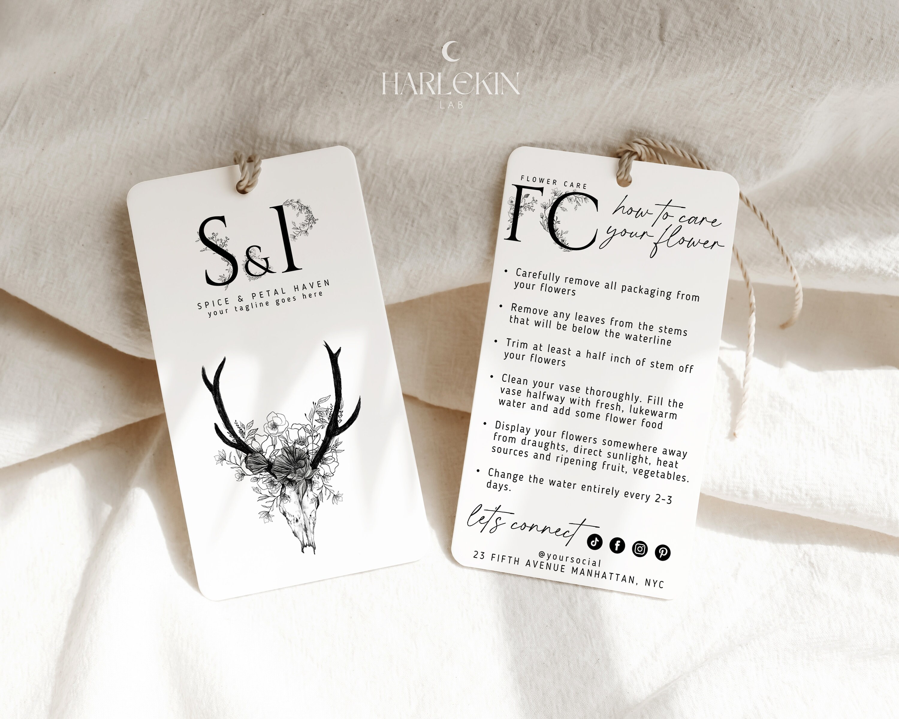 Editable Florist Hang Tag Template Customizable Minimal - Etsy