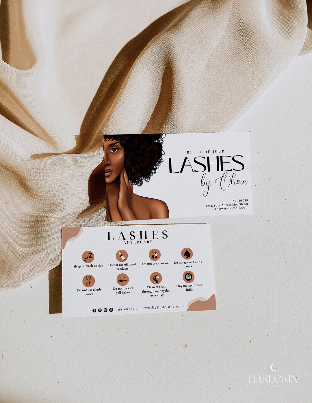 Editable Lash Aftercare Card, DIY Lash Extension Card, Eyelash Care ...
