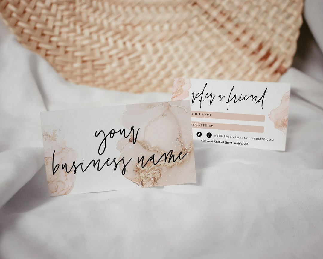Editable Boho Referral Card Template, Neutral Refer a Friend Card, DIY ...