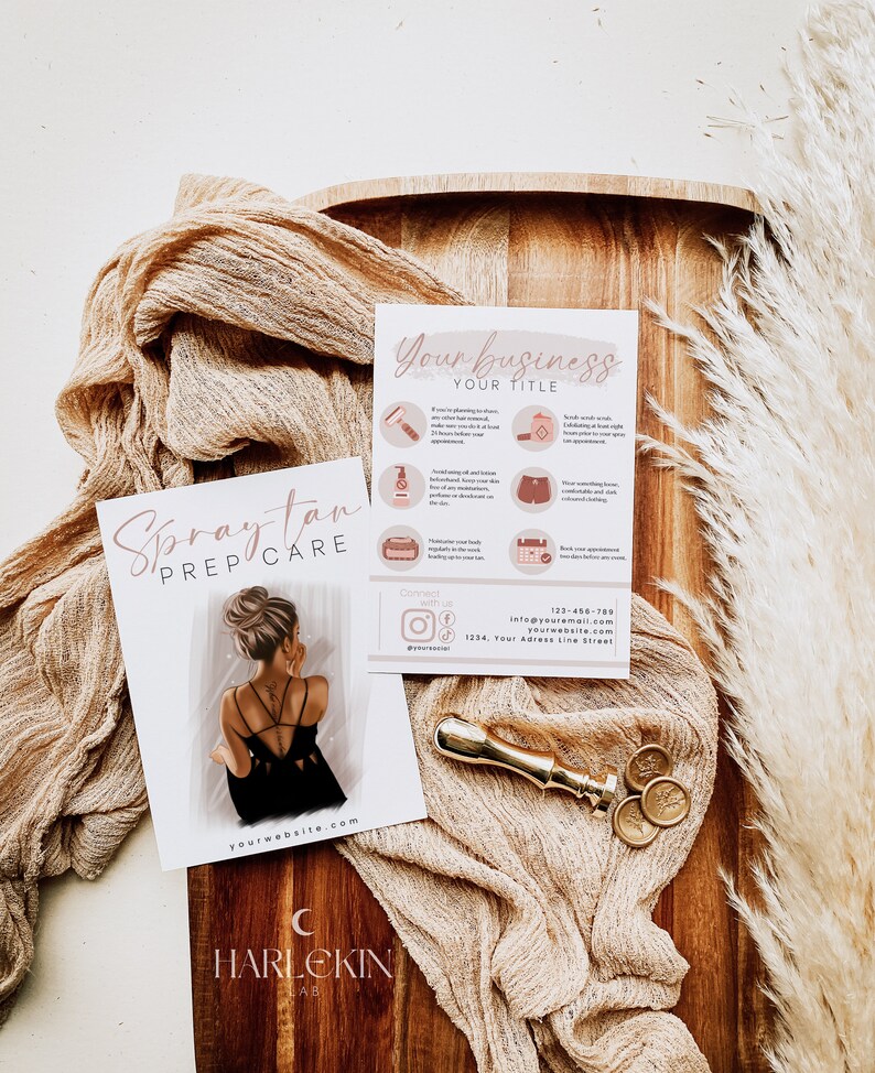 Editable Spray Tan Prep Card Template DIY Artist Tanning Care - Etsy