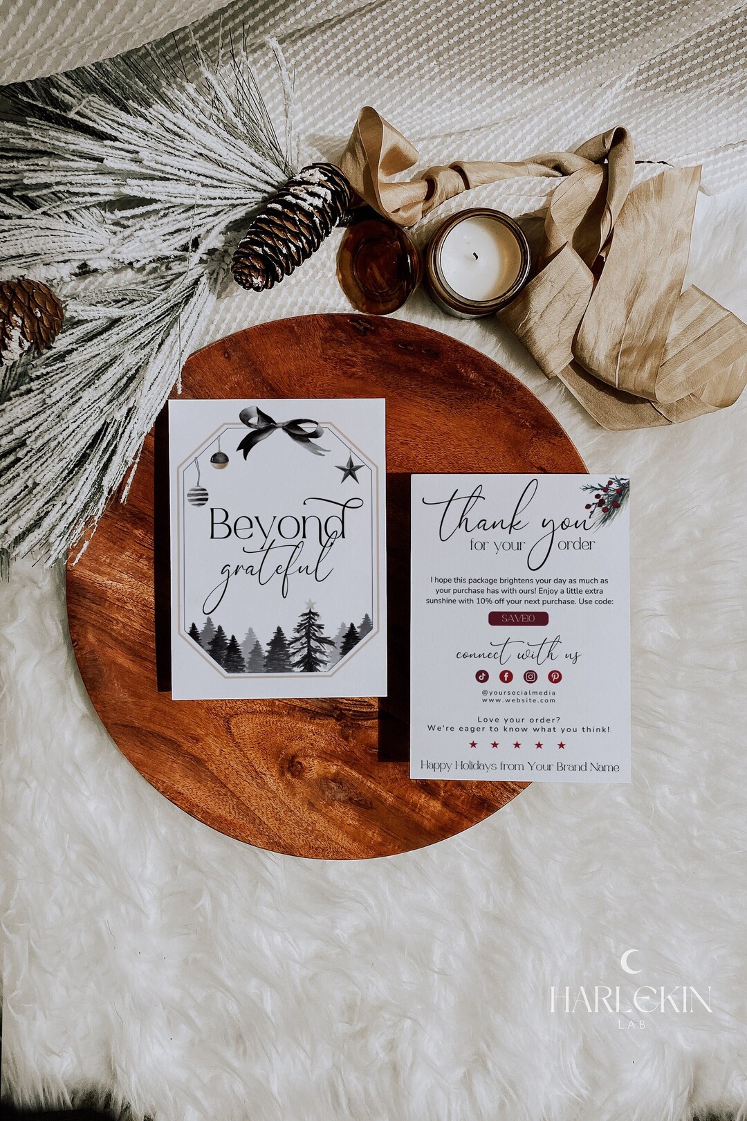 Editable Christmas Thank You Card, Customizable Thanks Note, DIY Winter ...