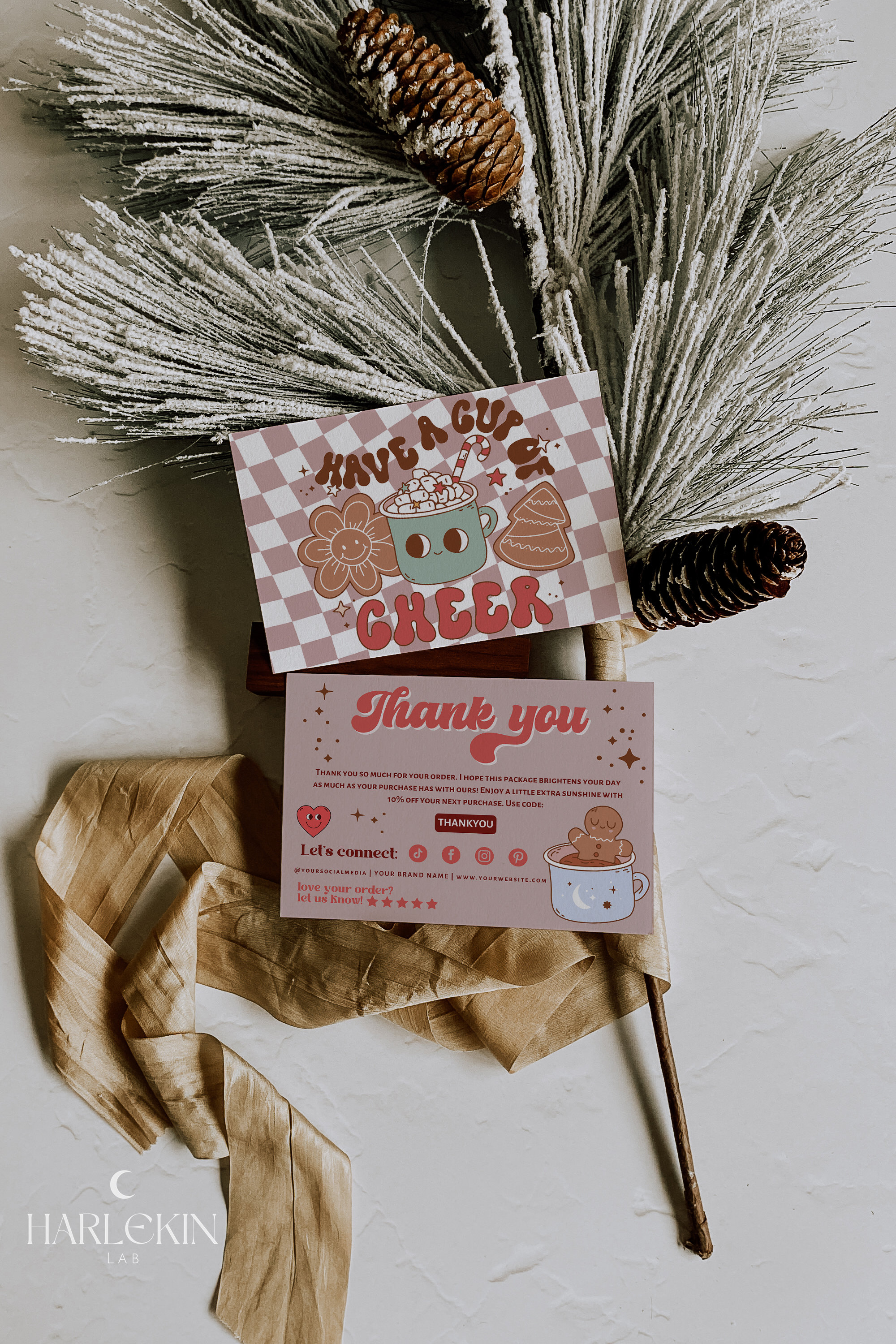 Editable Retro Christmas Thank You Card Customizable Thanks - Etsy