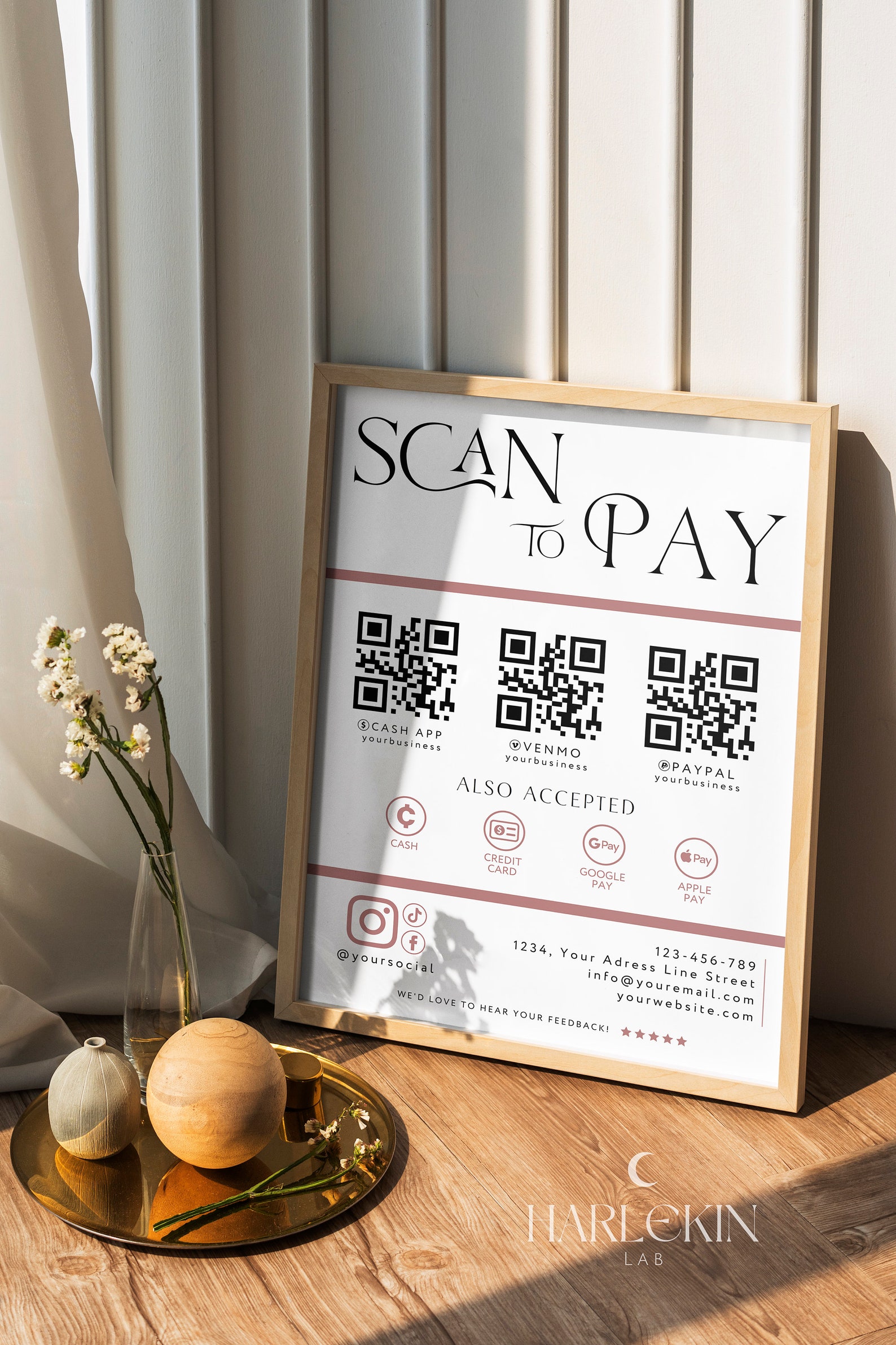 Printable QR Code Sign, Customizable Scan to Pay Sign, Cashapp Paypal ...