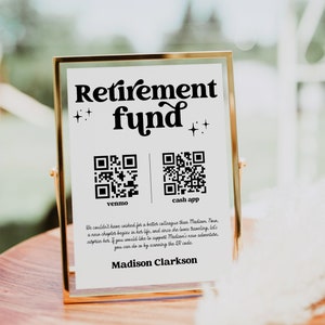 Editable Modern Retirement Celebration QR Code Sign Template, DIY ...