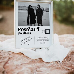 Postcard Guest Book Sign Template, Editable Modern Guest Book Sign ...