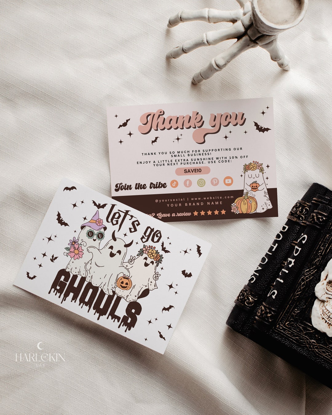 Editable Pumpkin Halloween Thank You Card, Customizable Thanks Note ...