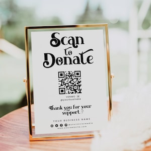 Editable Scan to Donate Sign, DIY QR Code Sign, Cashapp Paypal Scan to ...