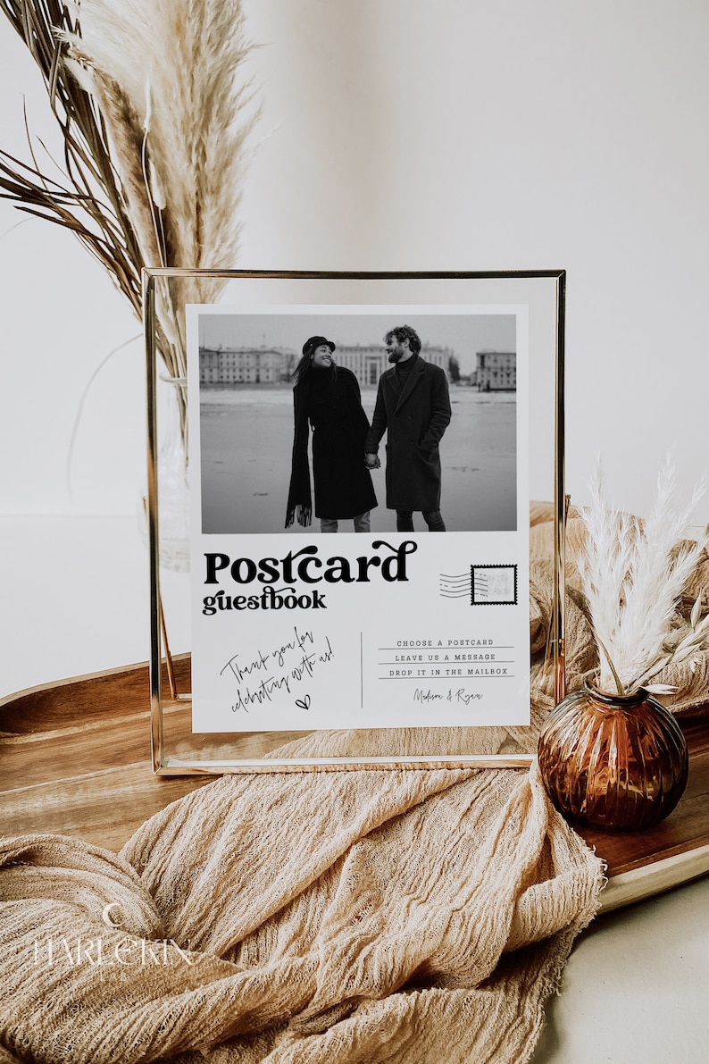 Postcard Guest Book Sign Template, Editable Modern Guest Book Sign ...