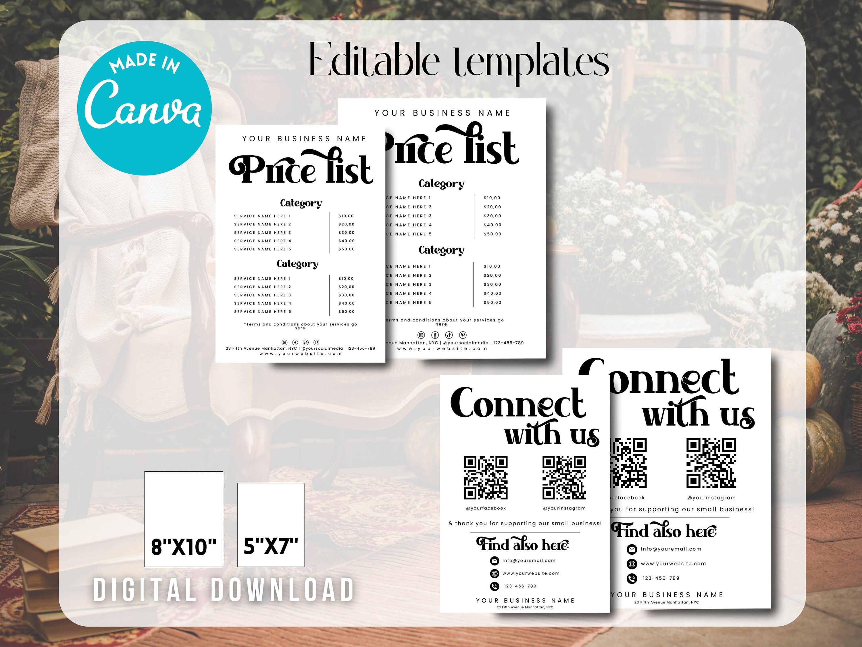 Editable Retro Vendor Price List DIY Connect With Us Instant - Etsy