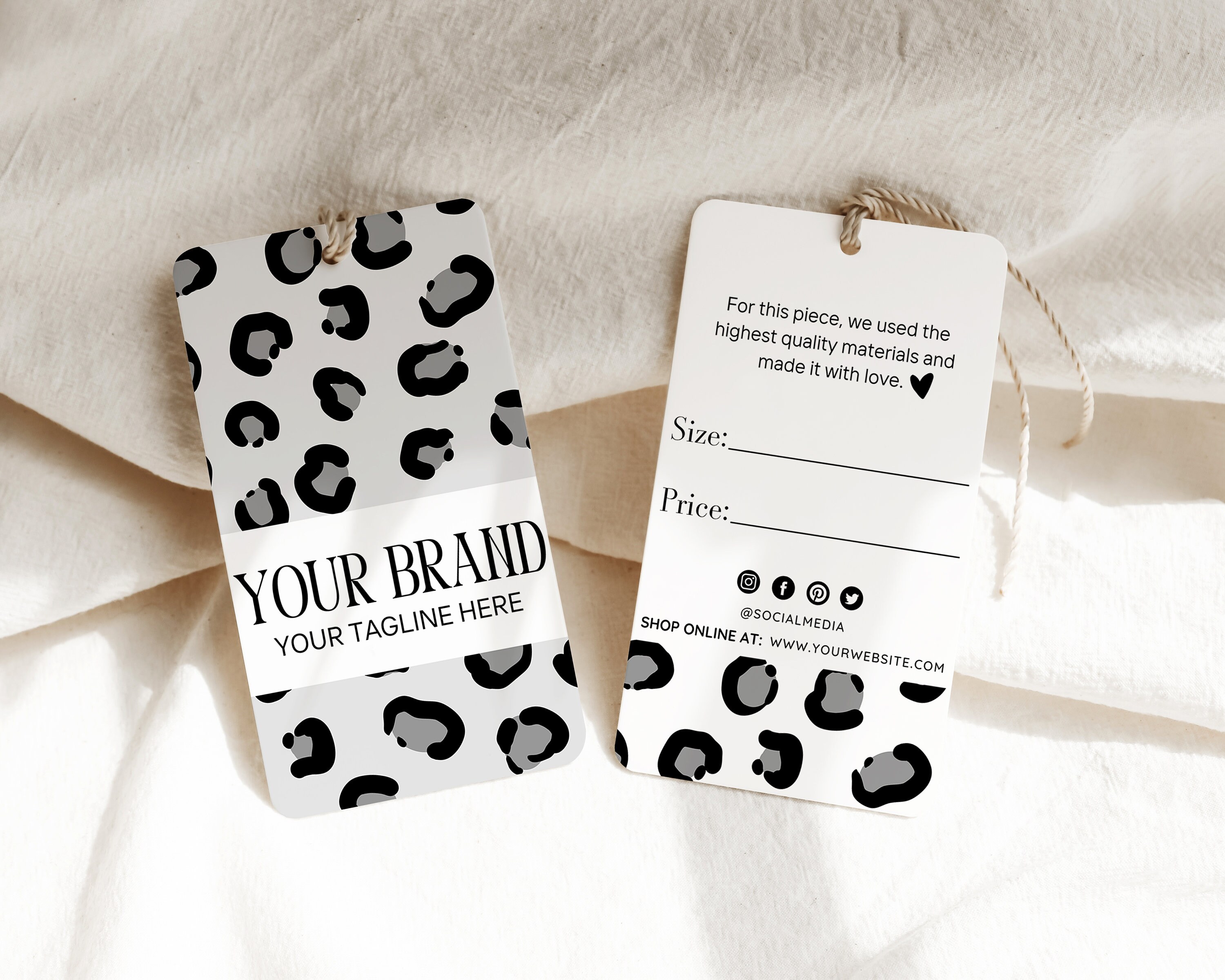 Editable Business Price Tag Template, Leopard Print Boutique Swing Tag ...