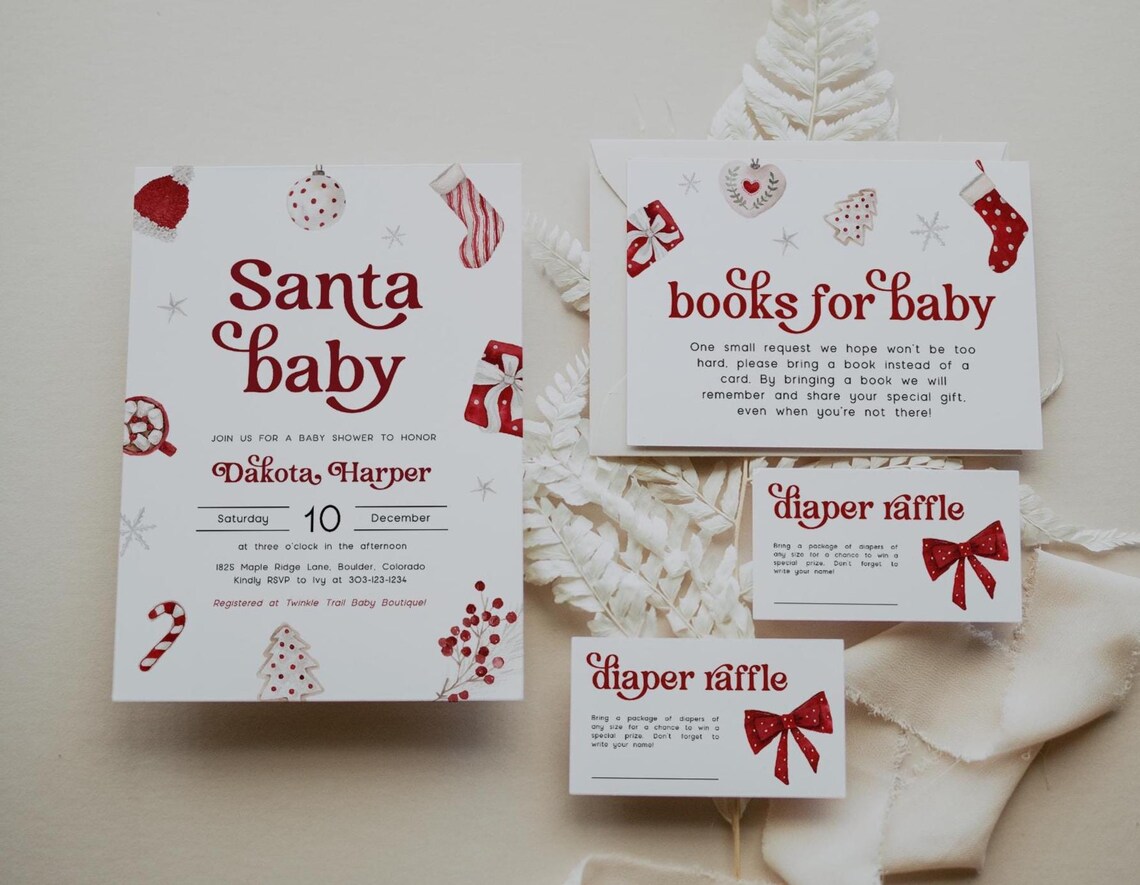 SANTA BABY Shower Invitation Template, Christmas Santa Baby Shower ...