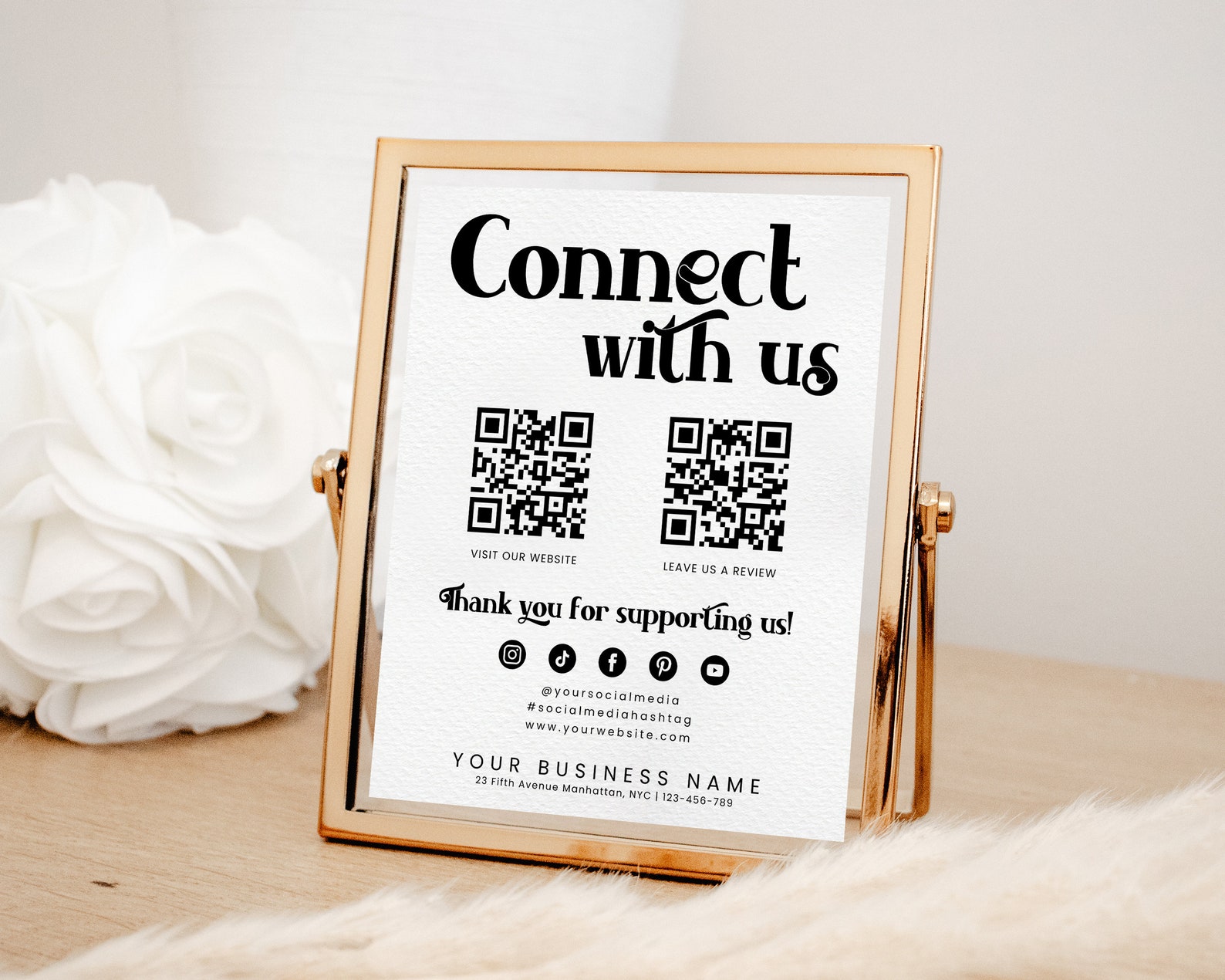 Editable Social Media Sign Template, DIY Follow Us on Social Media ...