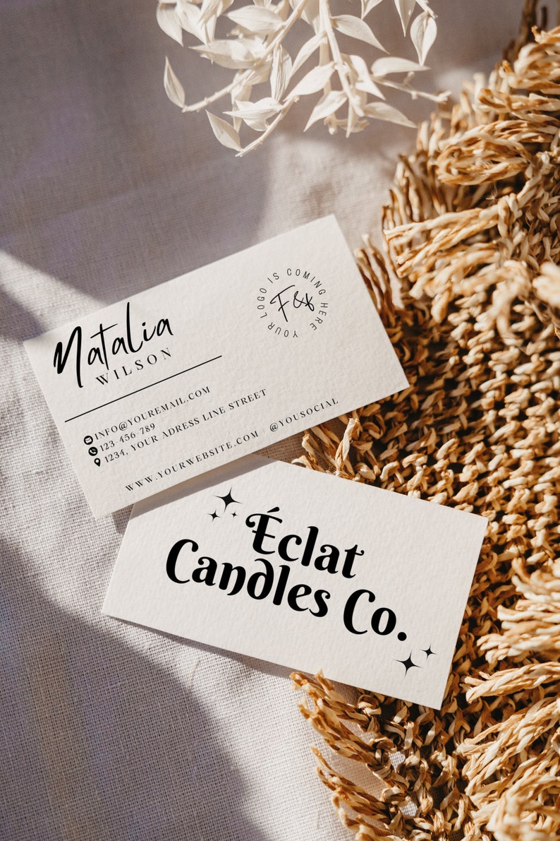 Editable Small Business Card, Elegant Retro Name Card Template, Instant Download, DIY Printable ...