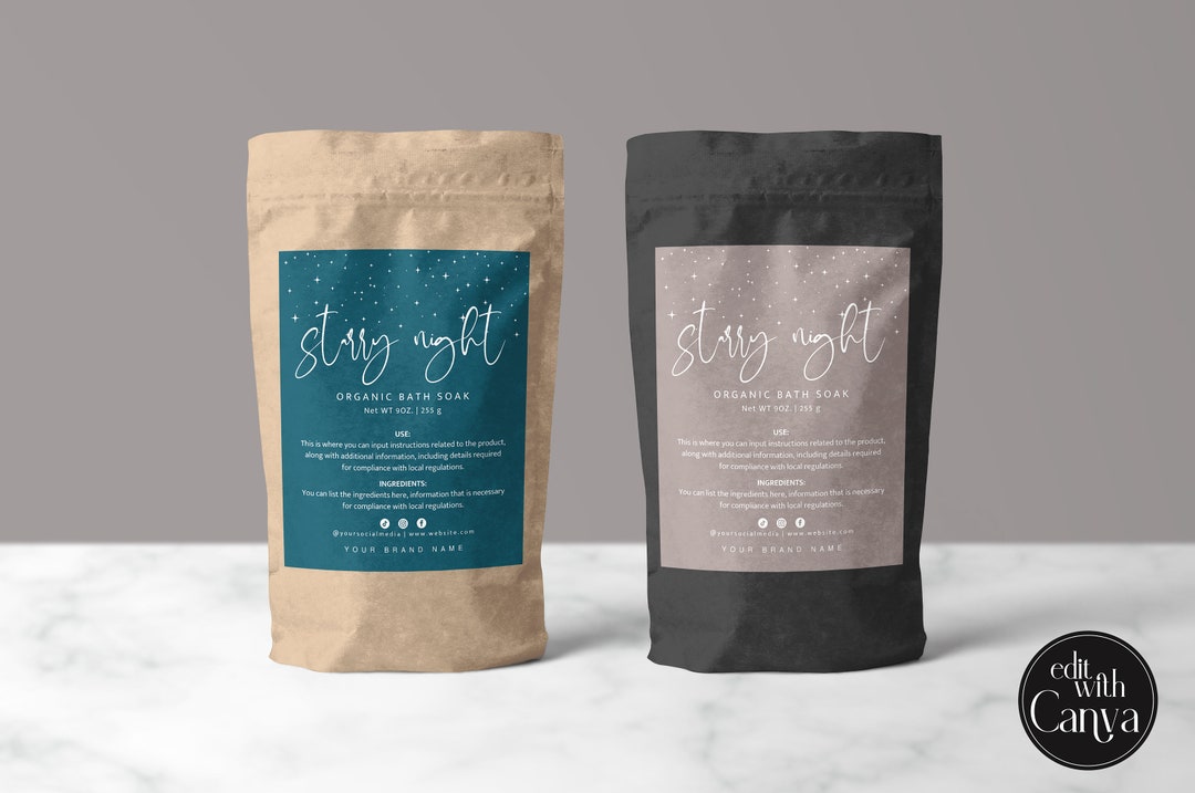 DIY Pouch Label Template, Editable Body Product Design, Tea Pouch ...