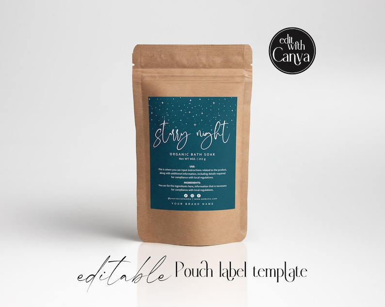 DIY Pouch Label Template, Editable Body Product Design, Tea Pouch ...
