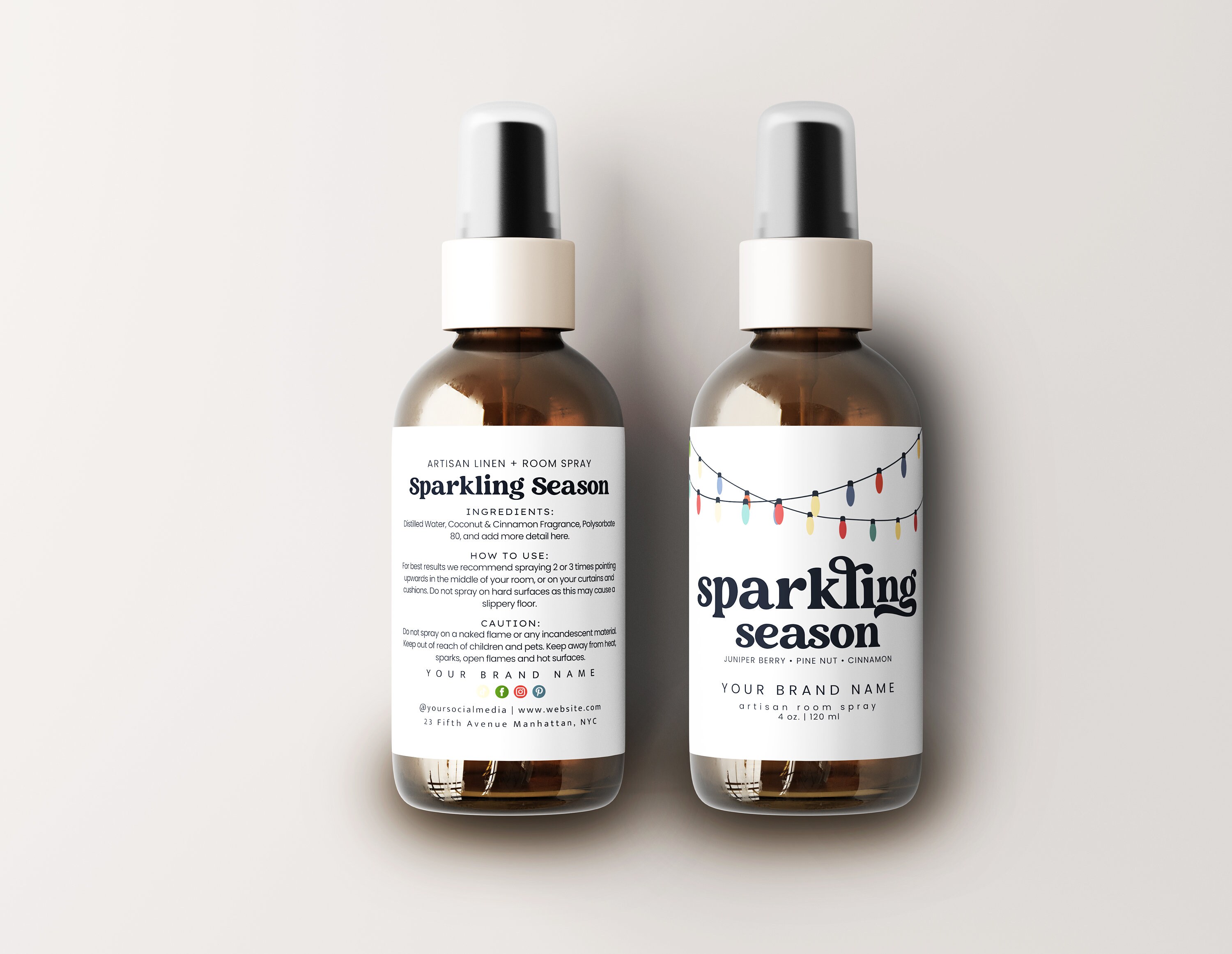 Editable Room Spray Label Template Canva, Christmas Linen Spray Bottle ...