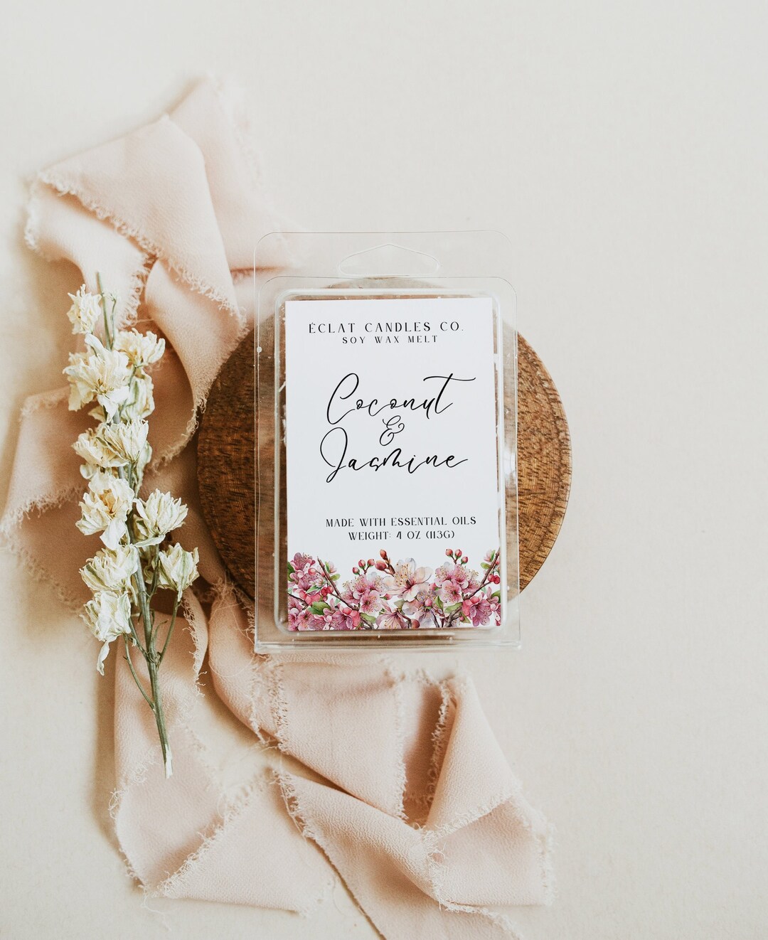 Editable Flower Themed Wax Melt Label Template, DIY Modern Wax Tart ...