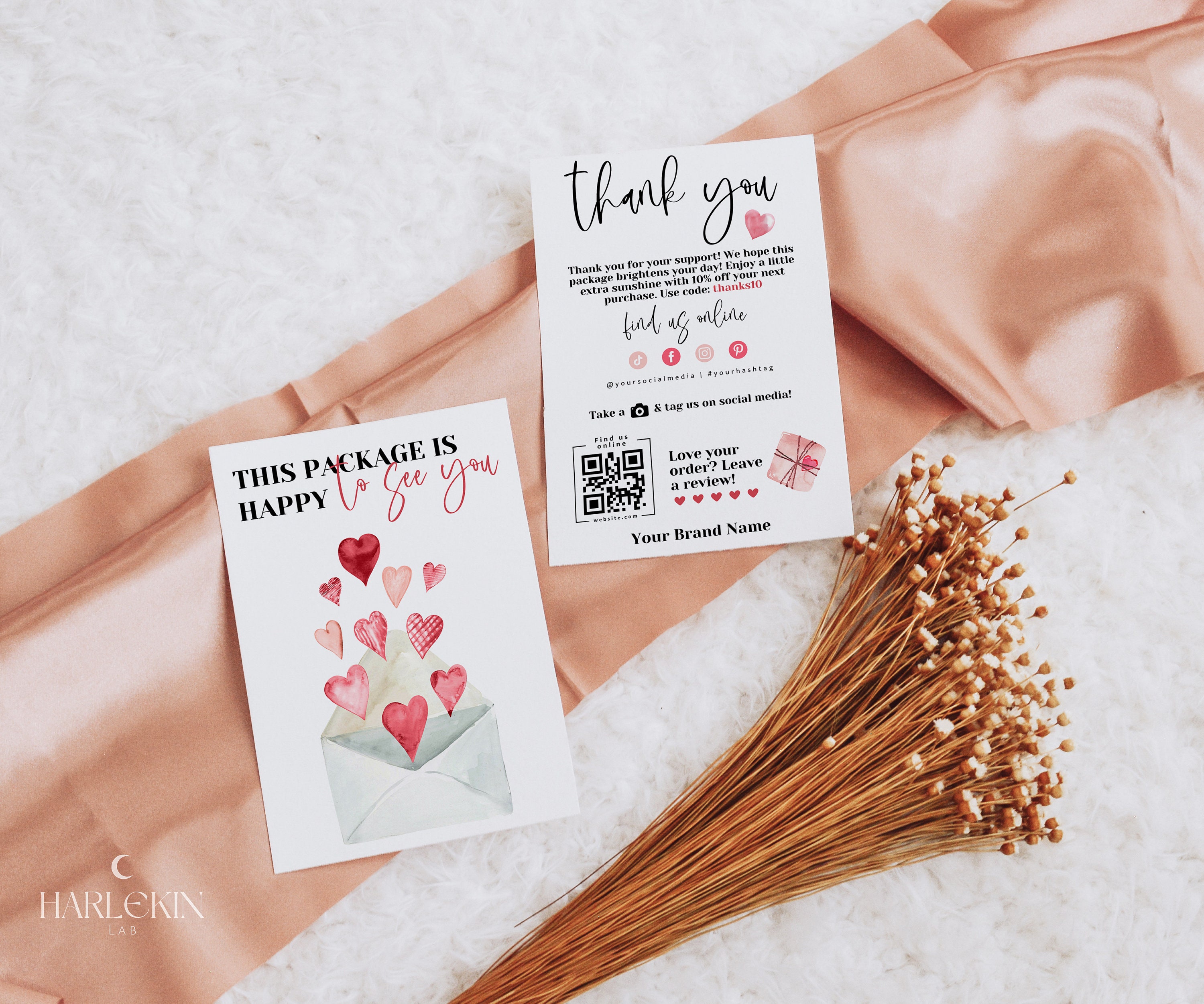 Editable Valentine Thank You Card, DIY Thanks Note, Small Business ...