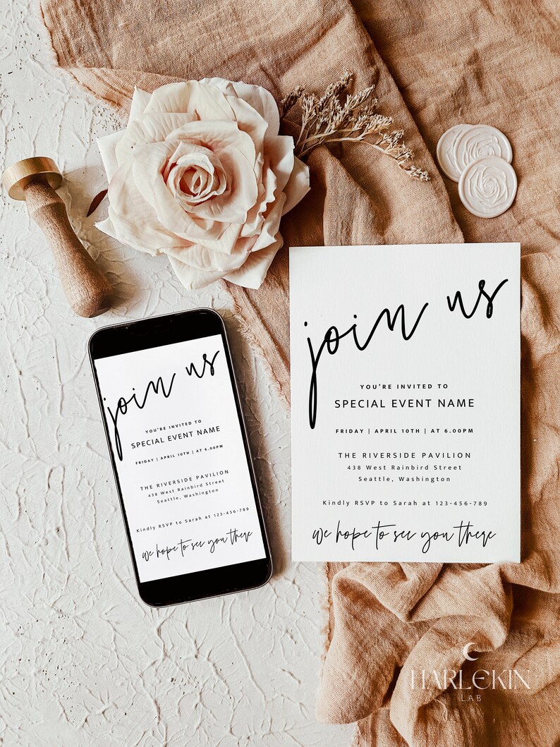 Minimalist Business Invitation Template, DIY Special Event Invitation ...