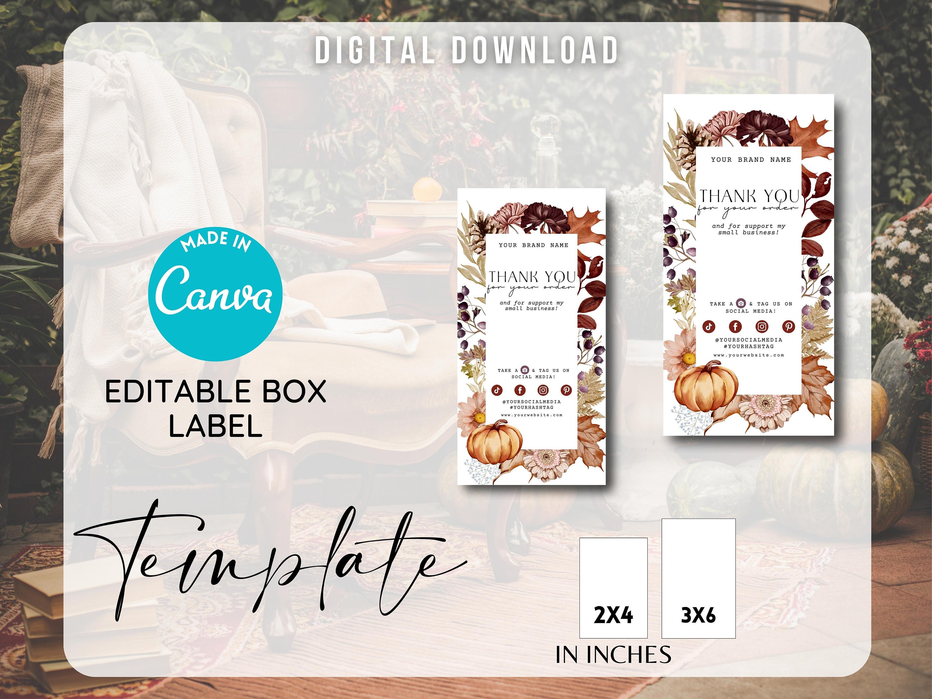 Editable Autumn Box Label Template, Seasonal Shipping Label Design ...