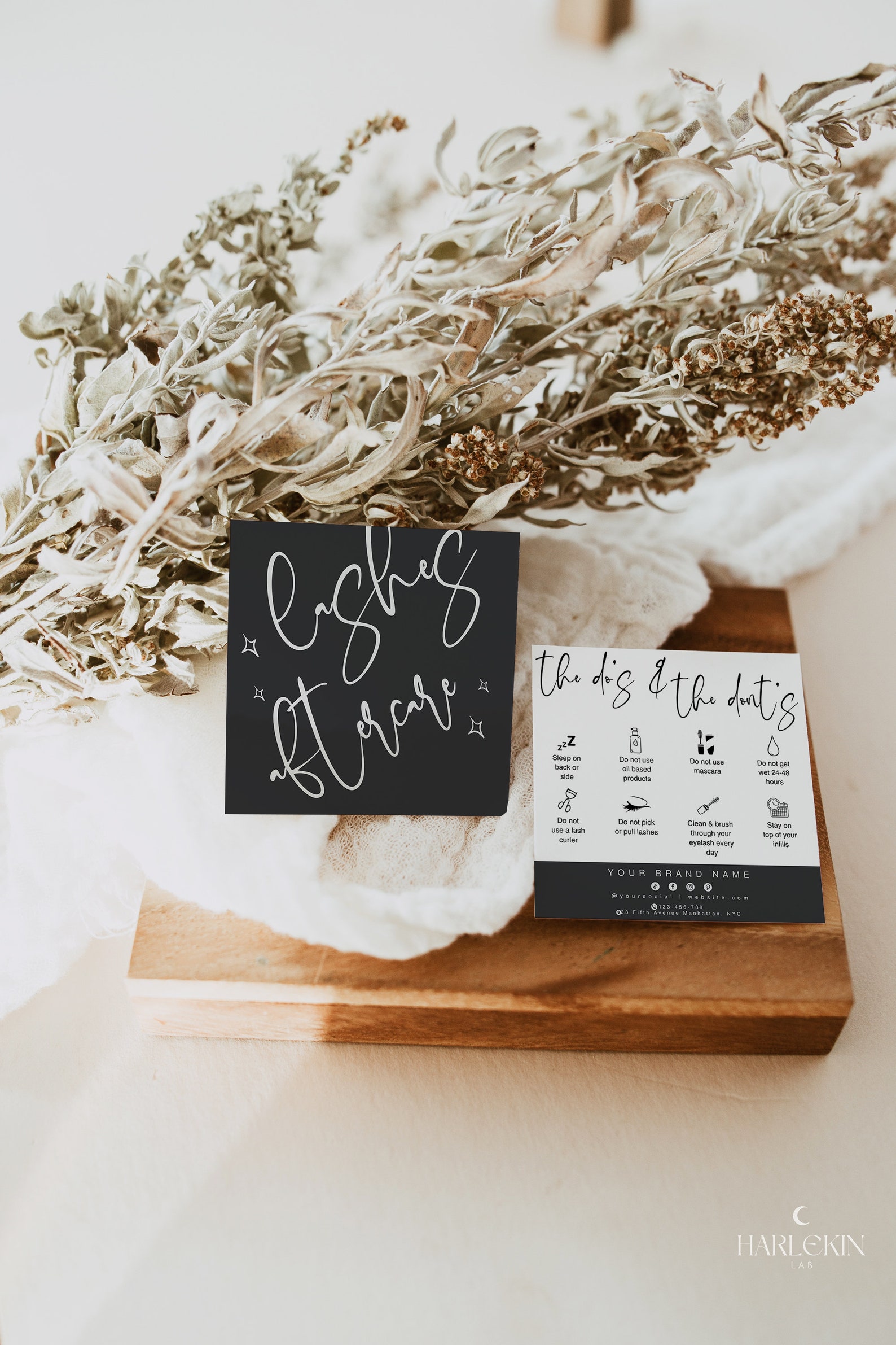Editable Lash Aftercare Card, DIY Lash Extension Card, Eyelash Care ...