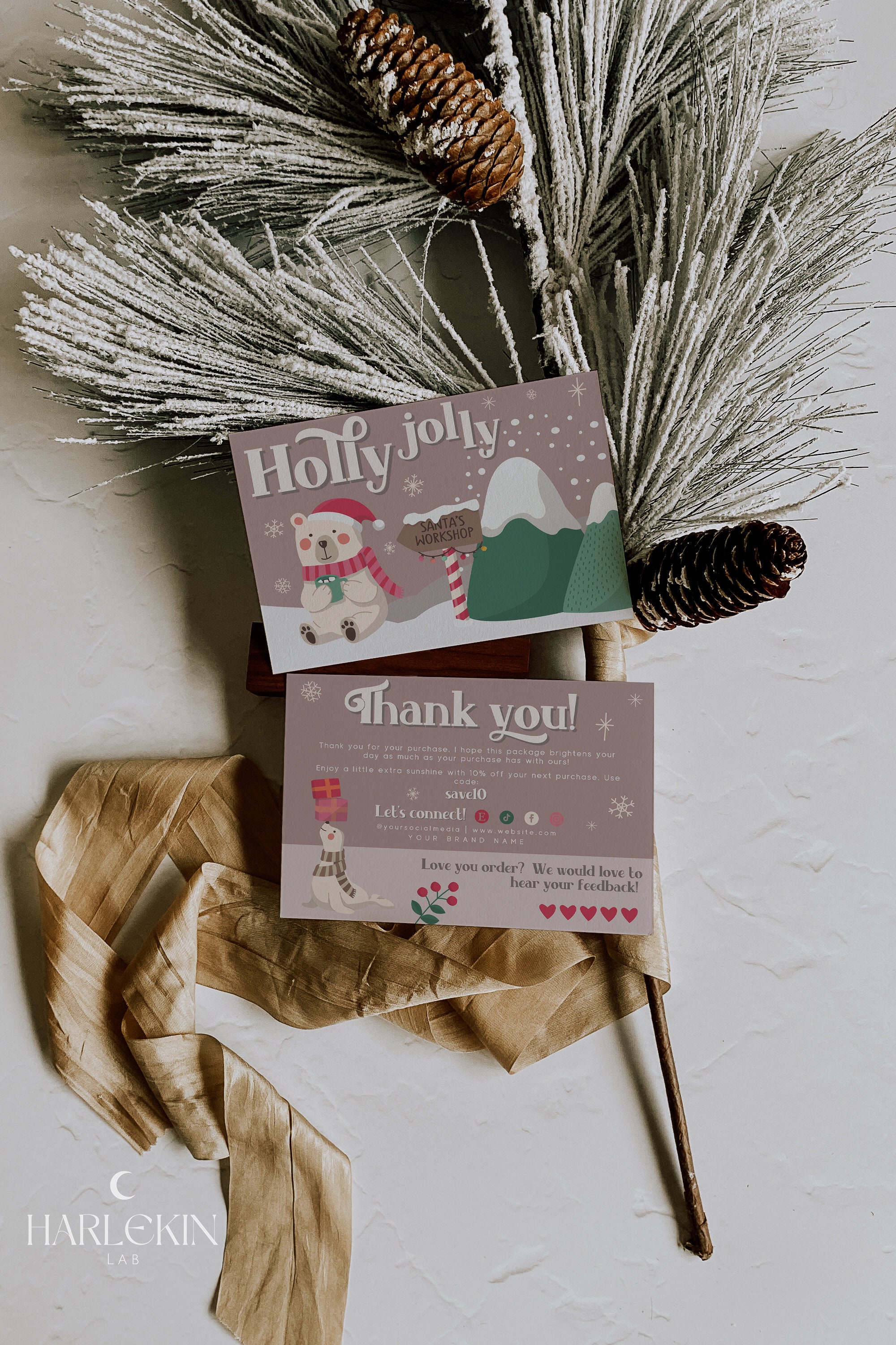 Editable Christmas Thank You Card Customizable Thanks Note - Etsy