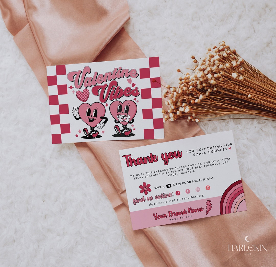 Editable Valentine Thank You Card, DIY Thanks Note, Small Business ...