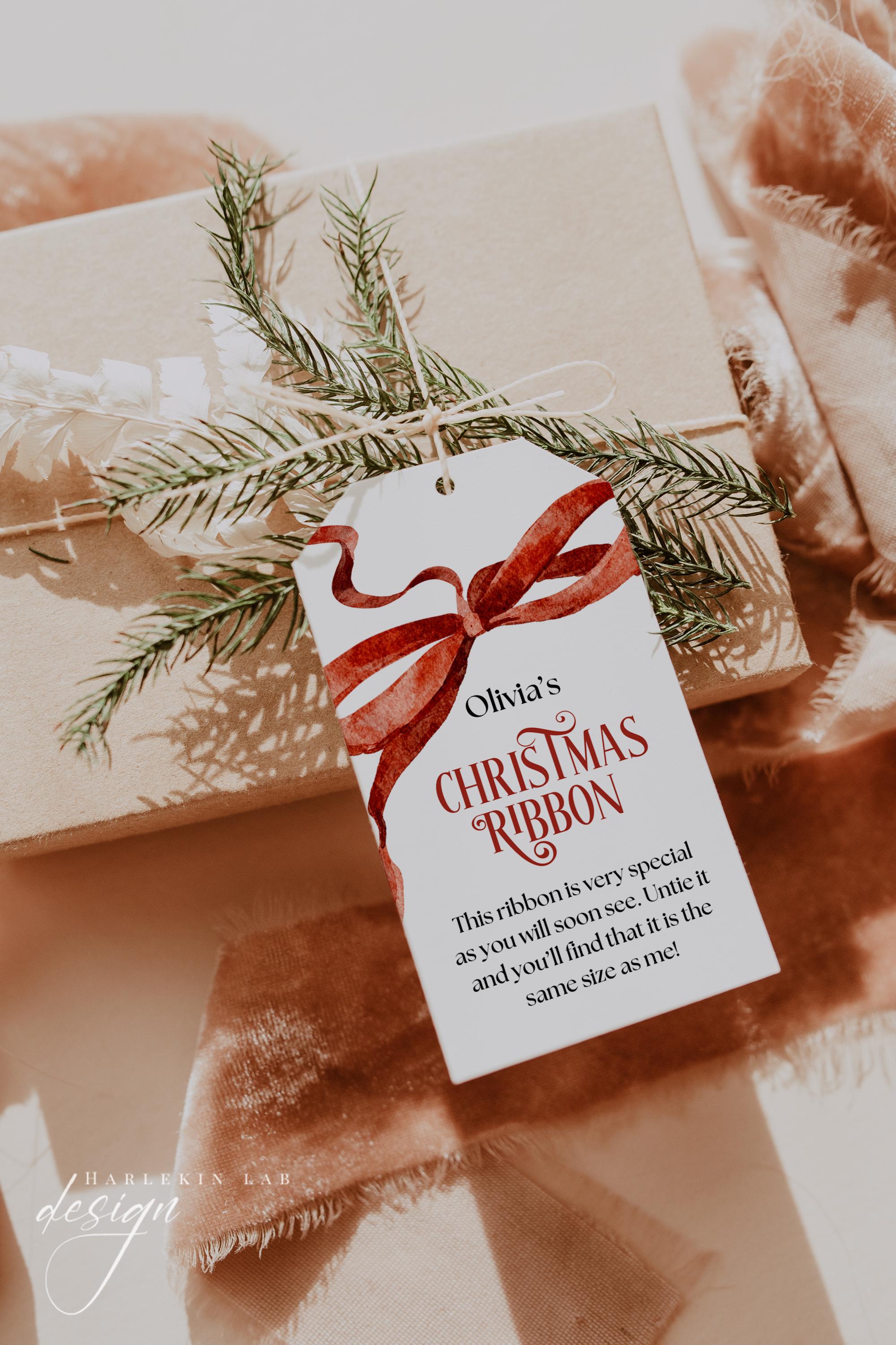 Editable Christmas Ribbon Ornament Tag: Keepsake Gift (canva Template ...