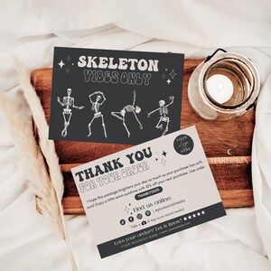 Editable Dancing Skeleton Halloween Thank You Card, Customizable Thanks ...