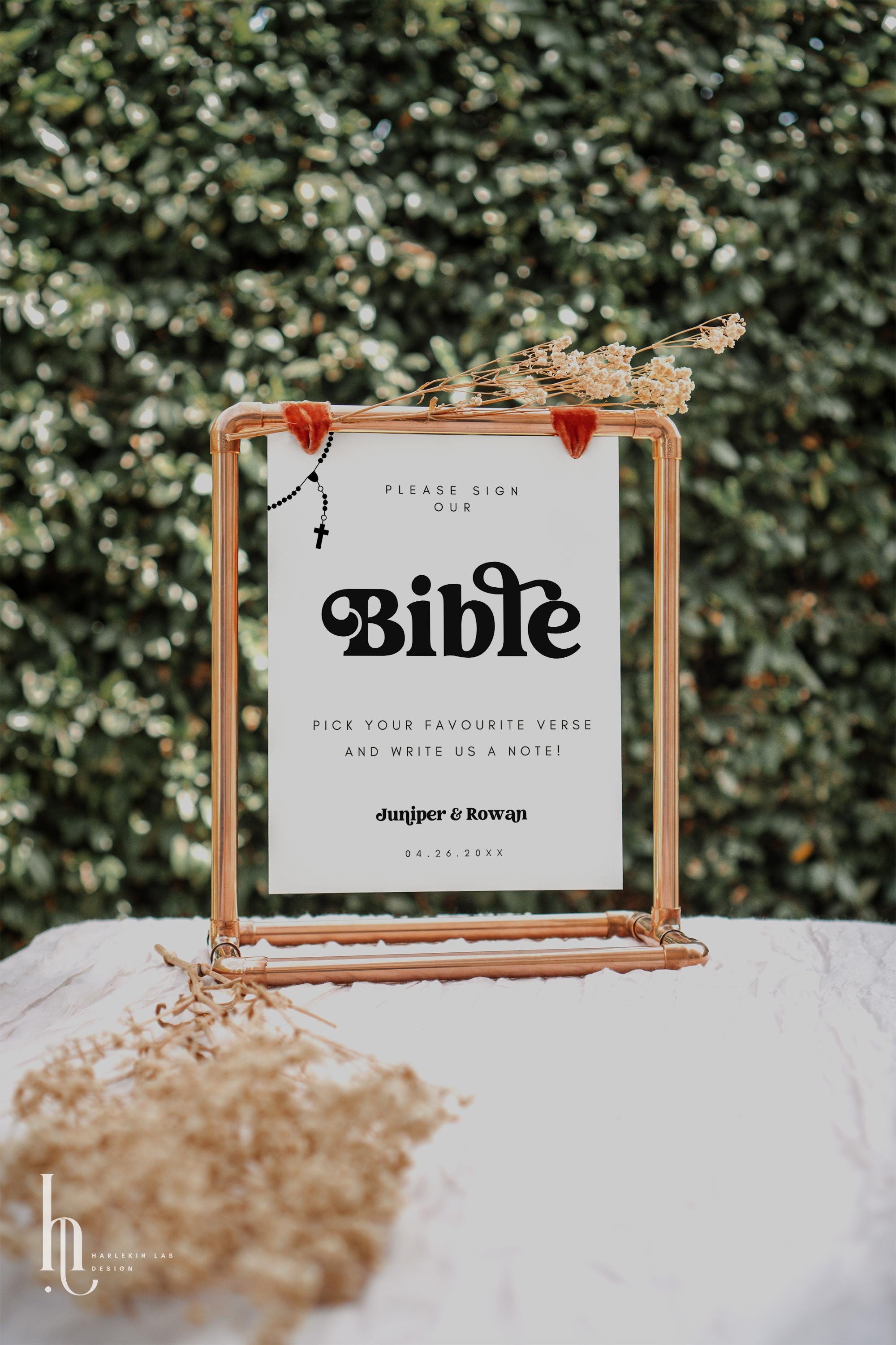 Printable Guest Book Bible Sign Template, Rosary Bible Verse Guestbook ...