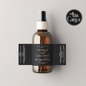 Editable Room Spray Label Template Canva, DIY Linen Spray Bottle Label ...