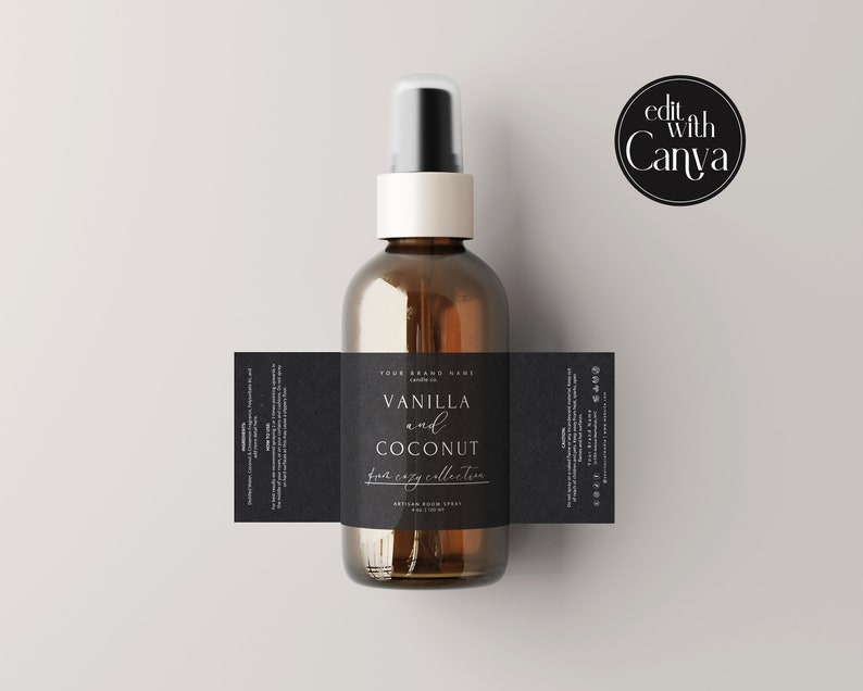 Editable Room Spray Label Template Canva, DIY Linen Spray Bottle Label ...