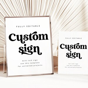 Editable Custom Sign Template, DIY Modern Wedding Sign Template ...