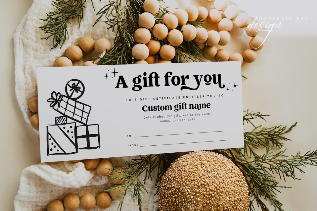 Editable Whimsical Christmas Custom Gift Certificate Template, DIY Hand ...