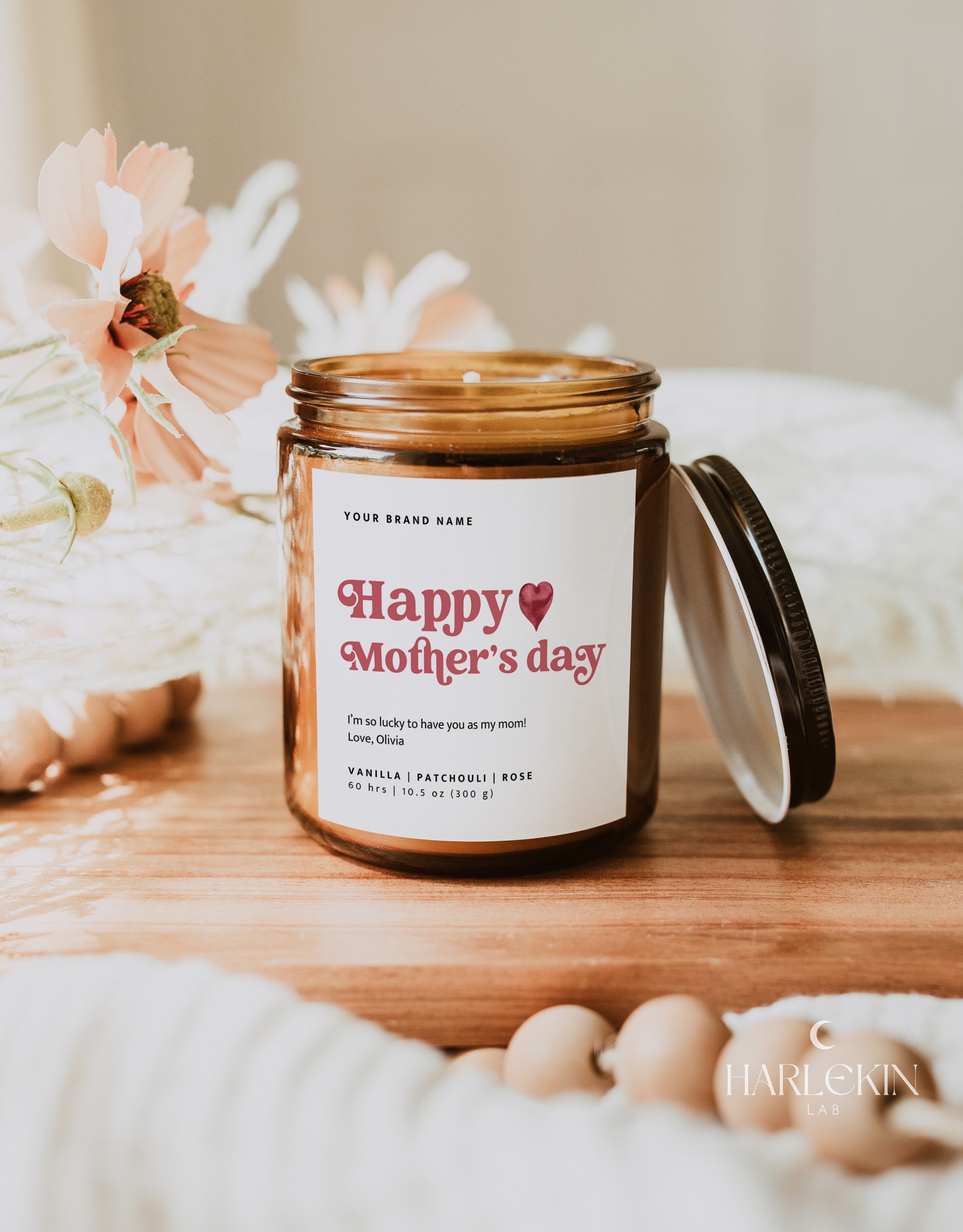 Editable Mothers Day Candle Label, Customizable Canva Template, DIY ...