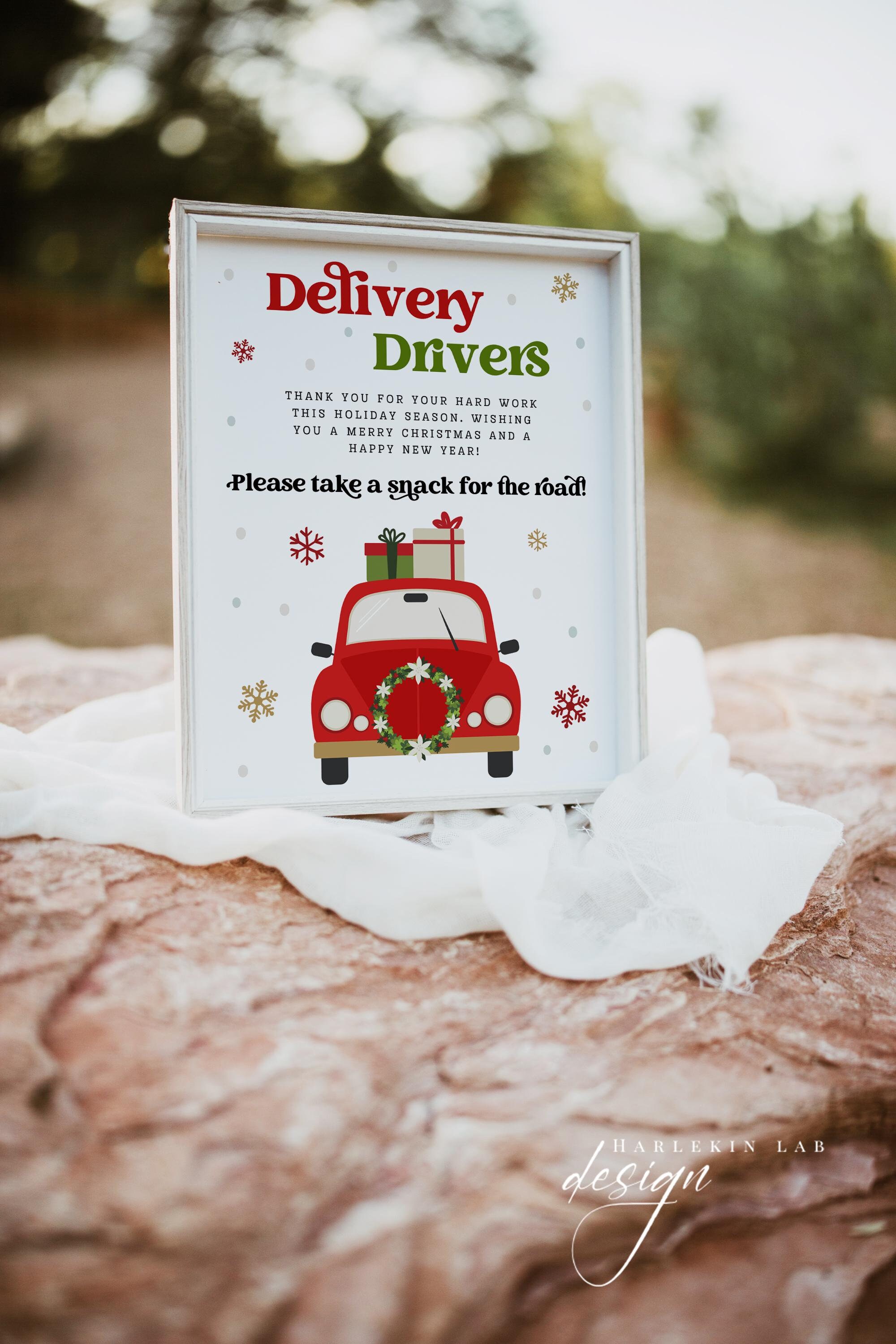Editable Christmas Delivery Driver Thank You Sign, Holiday Deliver ...