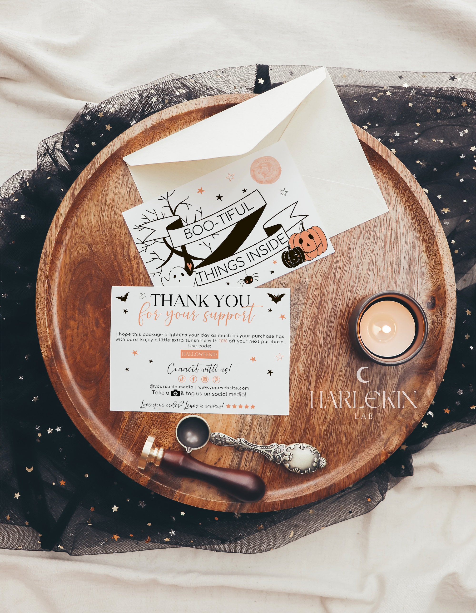 Editable Spooky Halloween Thank You Card, Customizable Thanks Note ...