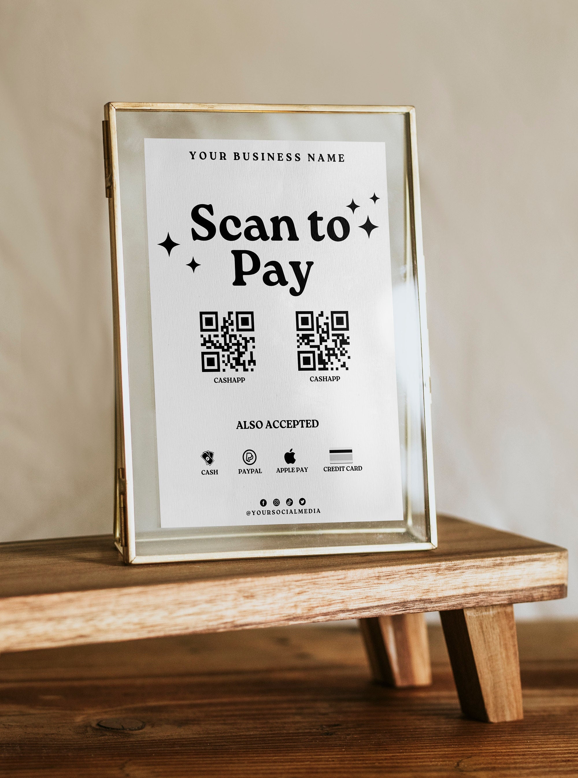 Printable QR Code Sign, Customizable Scan to Pay Sign, Cashapp Paypal ...