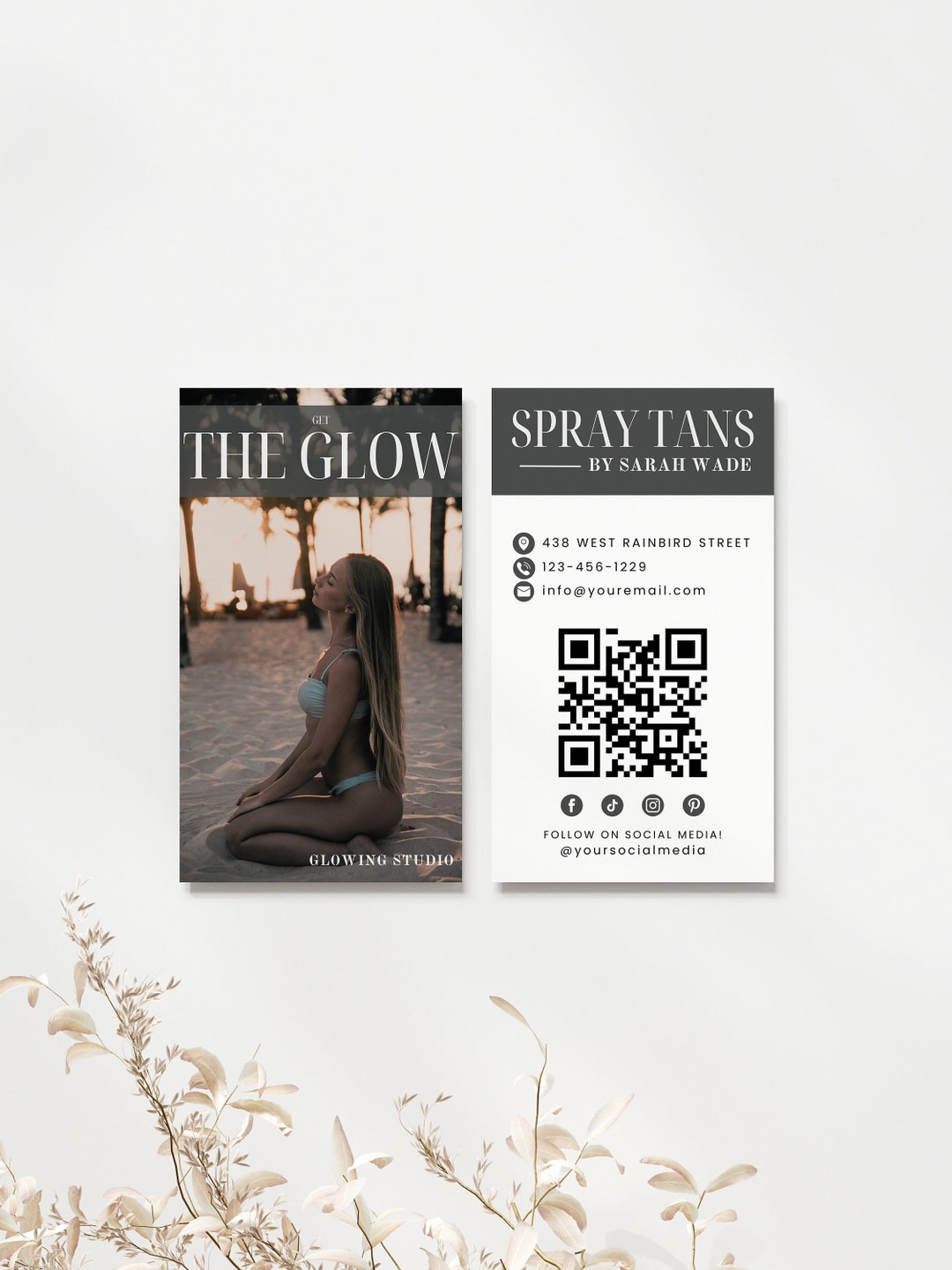 Editable Spray Tan Business Card, DIY Spray Tan Service Calling Card ...