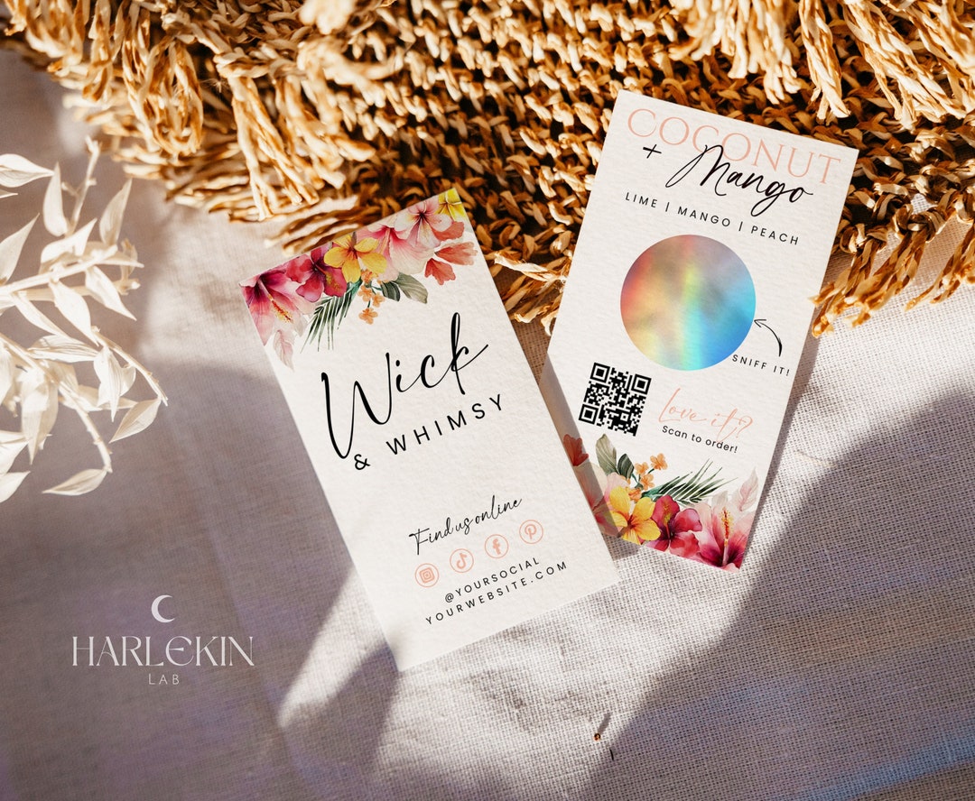 Candle Scent Card Template, Editable Business Tester Card, Wax Melt ...