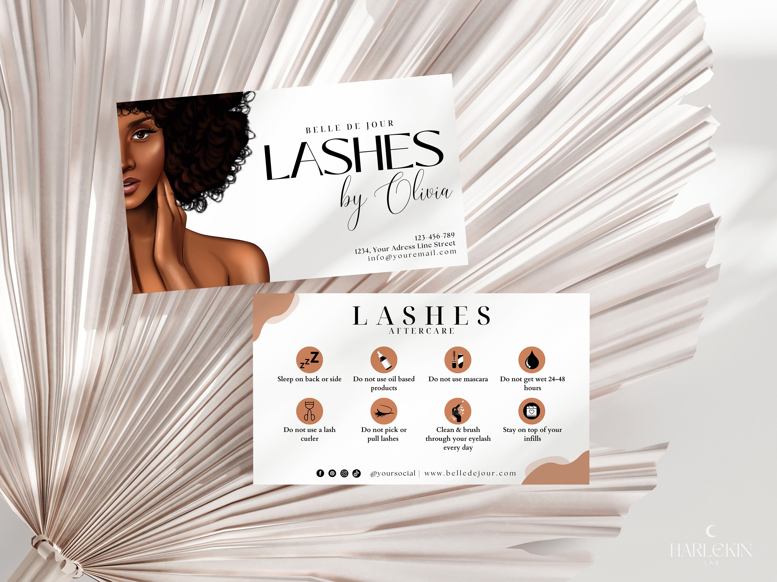 Editable Lash Aftercare Card, DIY Lash Extension Card, Eyelash Care ...