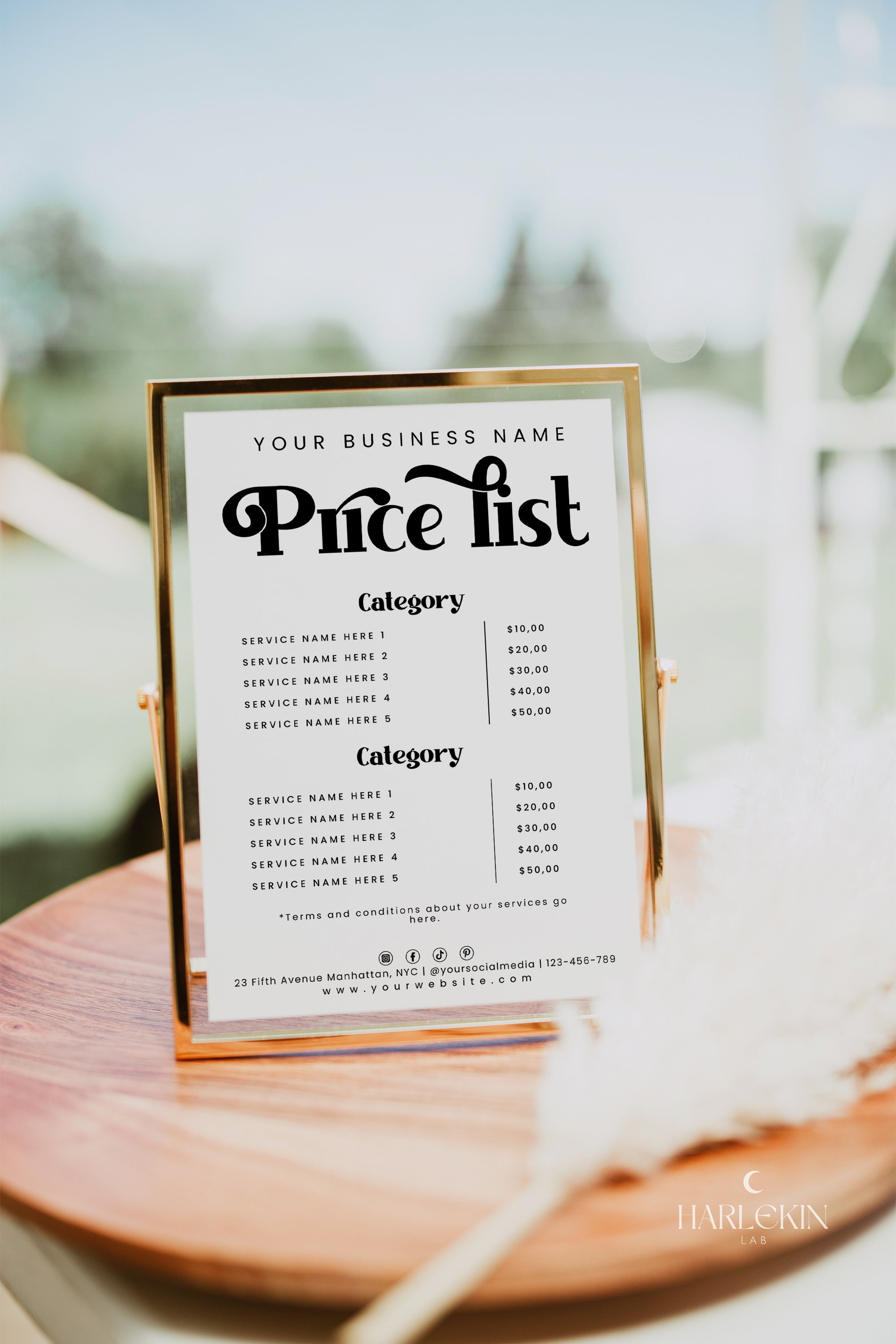 Editable Elegant Vendor Price List, DIY Scan to Pay Sign, Instant ...