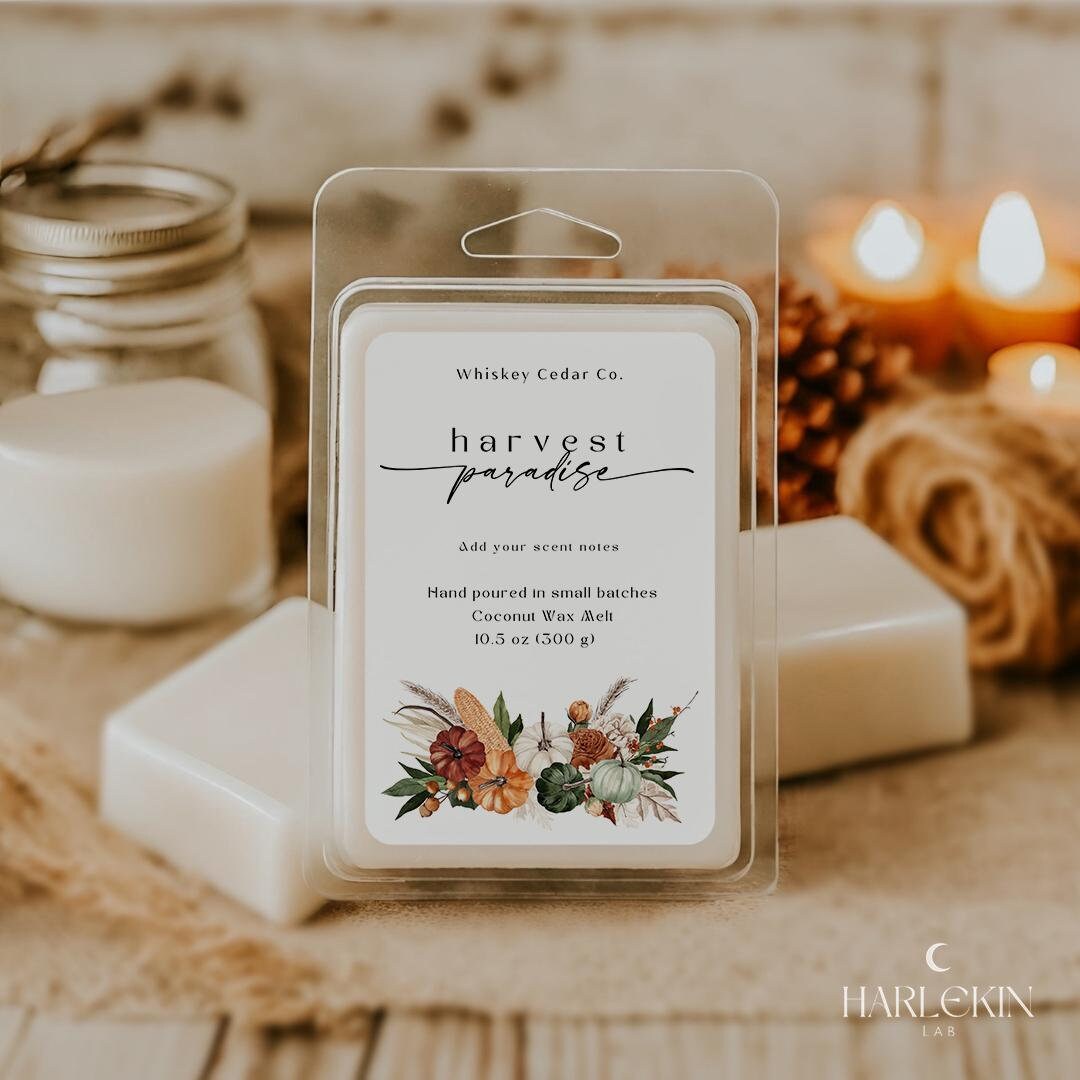 Editable Autumn Wax Melt Label Template, DIY Fall Harvest Wax Tart ...