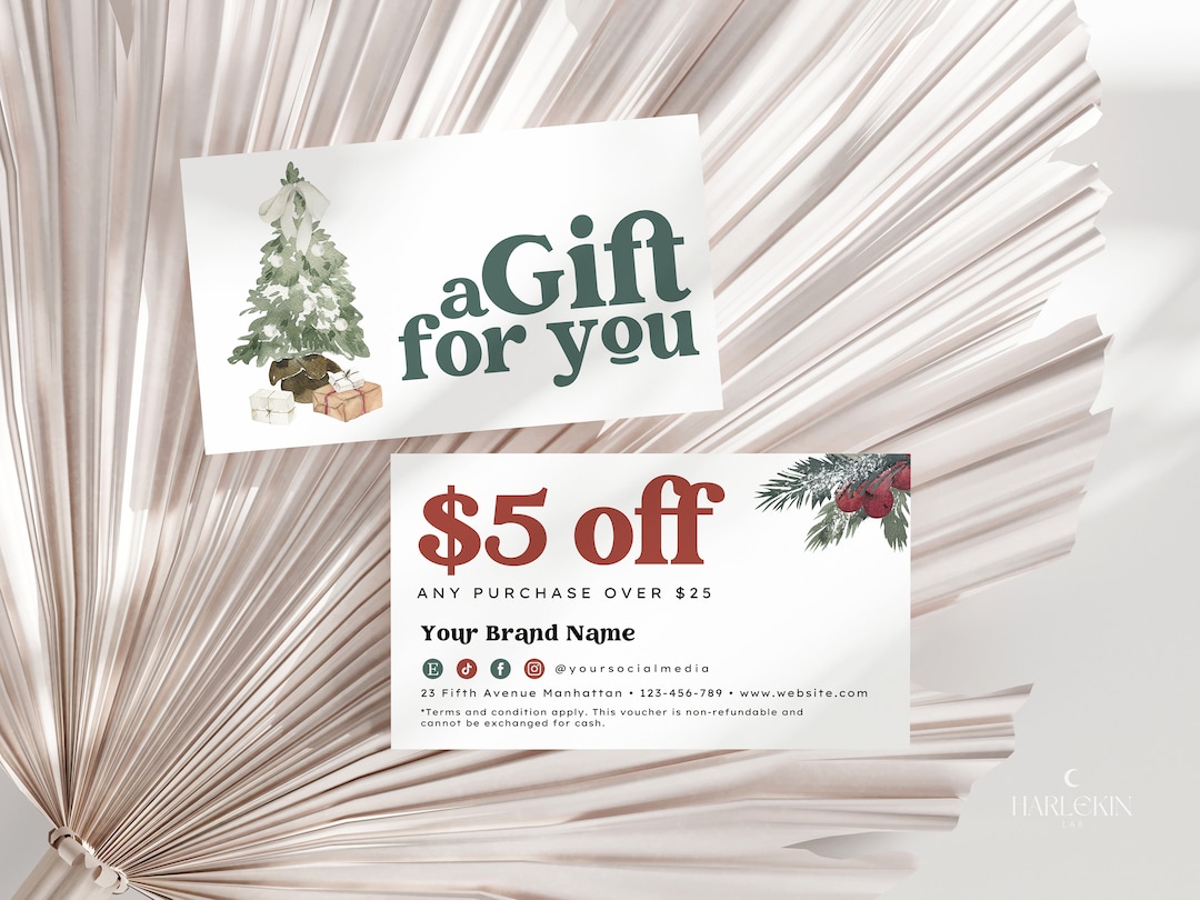 Editable Christmas Coupon Template, Promotional Card Printable, DIY ...