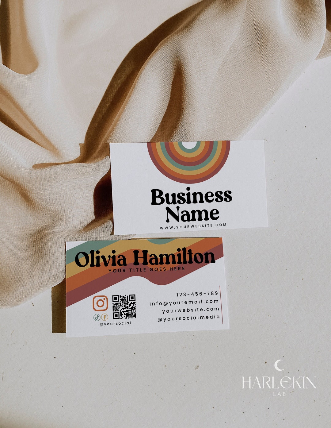 Printable Business Card, Retro Name Card Template, Instant Download ...