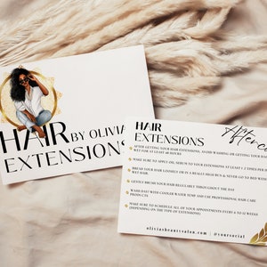 Hair Extensions Aftercare Card Template, Editable Luxury Care Card, How ...