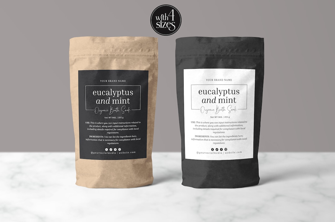 DIY Pouch Label Template, Editable Body Product Design, Tea Pouch ...