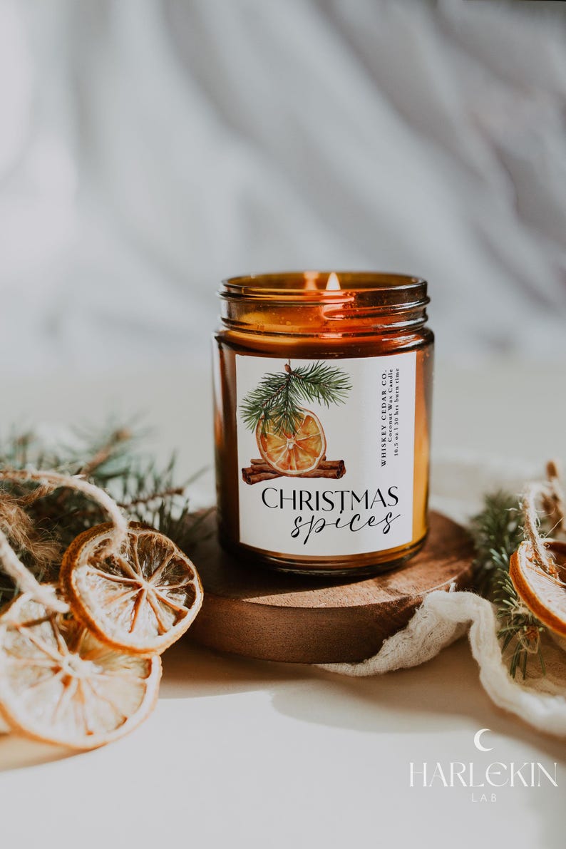 Editable Christmas Candle Label Template, DIY Winter Candle Jar Label ...